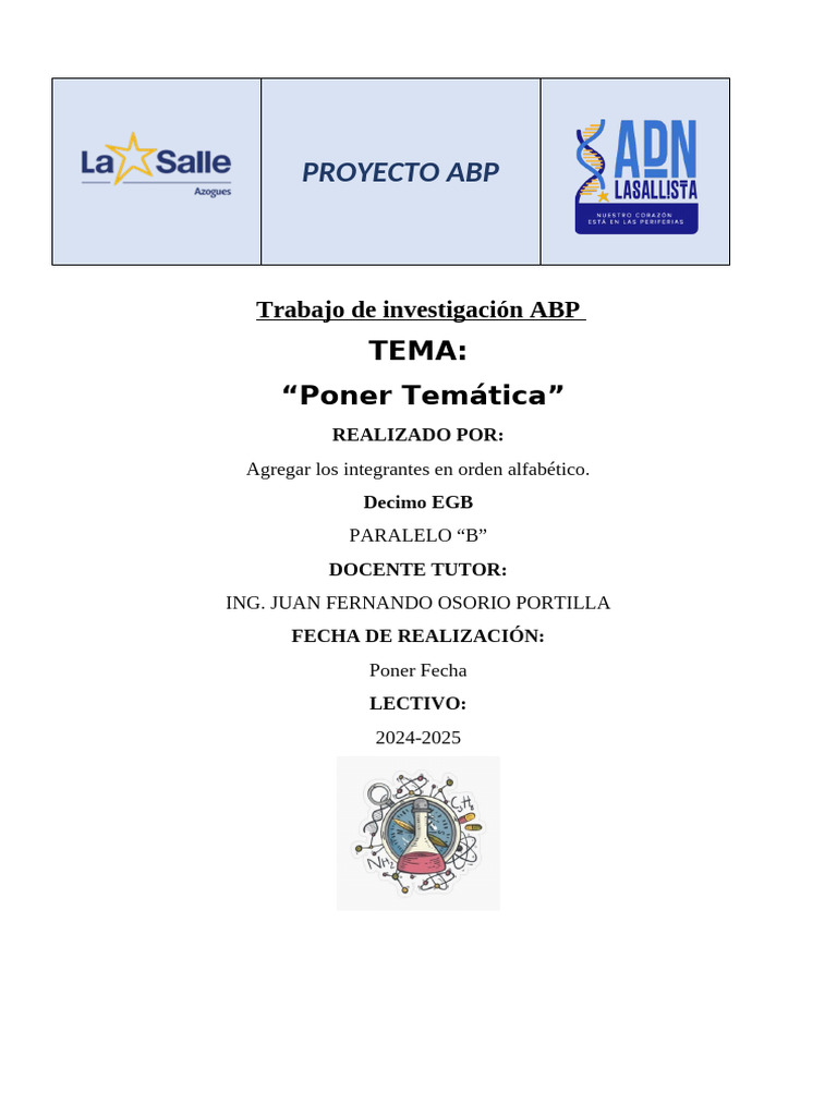 FORMATO PRODUCTO FINAL ABP PRIMER PARCIAL DÉCIMO B | PDF