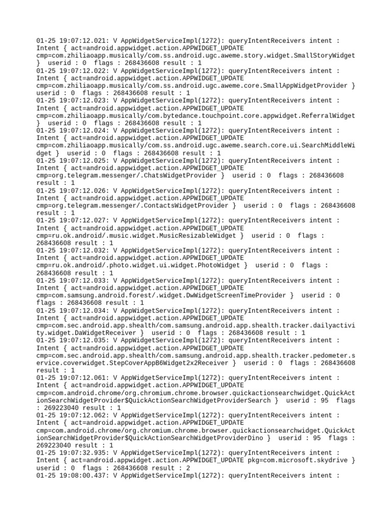 Appwidget History Log0 | PDF