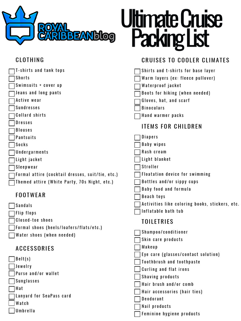 Ultimate Cruise Packing Checklist | PDF | Fashion | Clothing