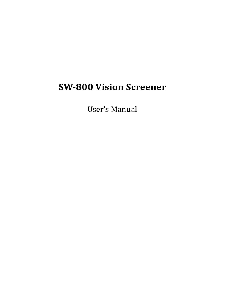 SW-800 Vision Screener User Manual | PDF | Computer Engineering | Computing