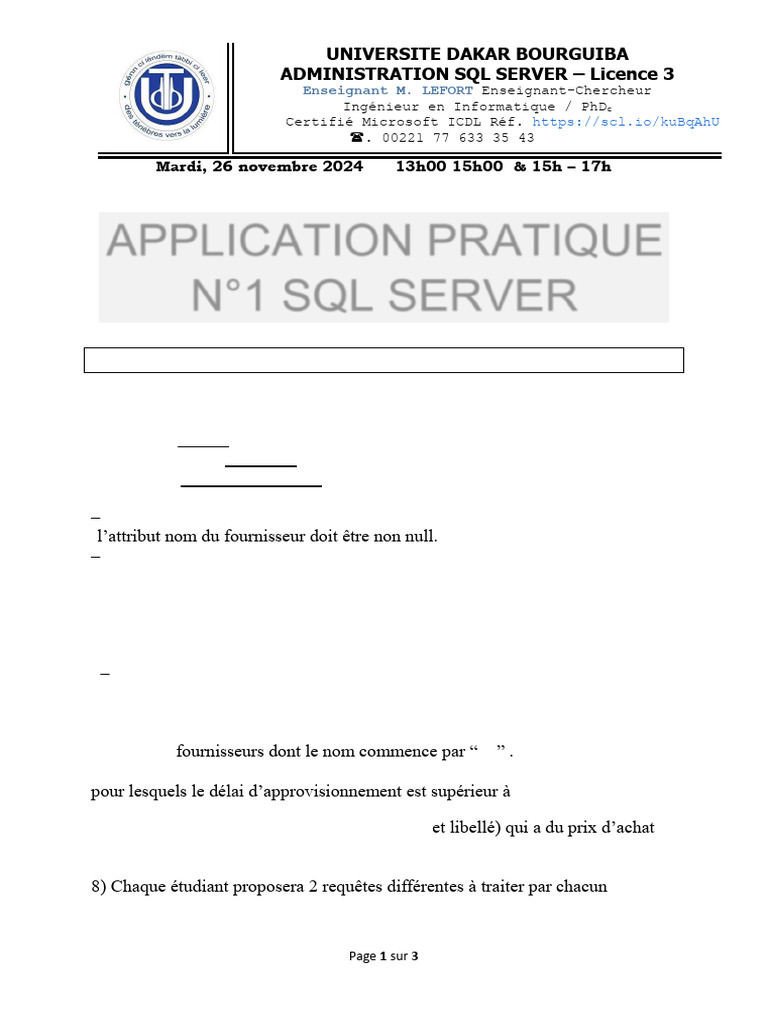 Gestion de Stock et Notes en SQL Server | PDF | SQL | Microsoft SQL Server