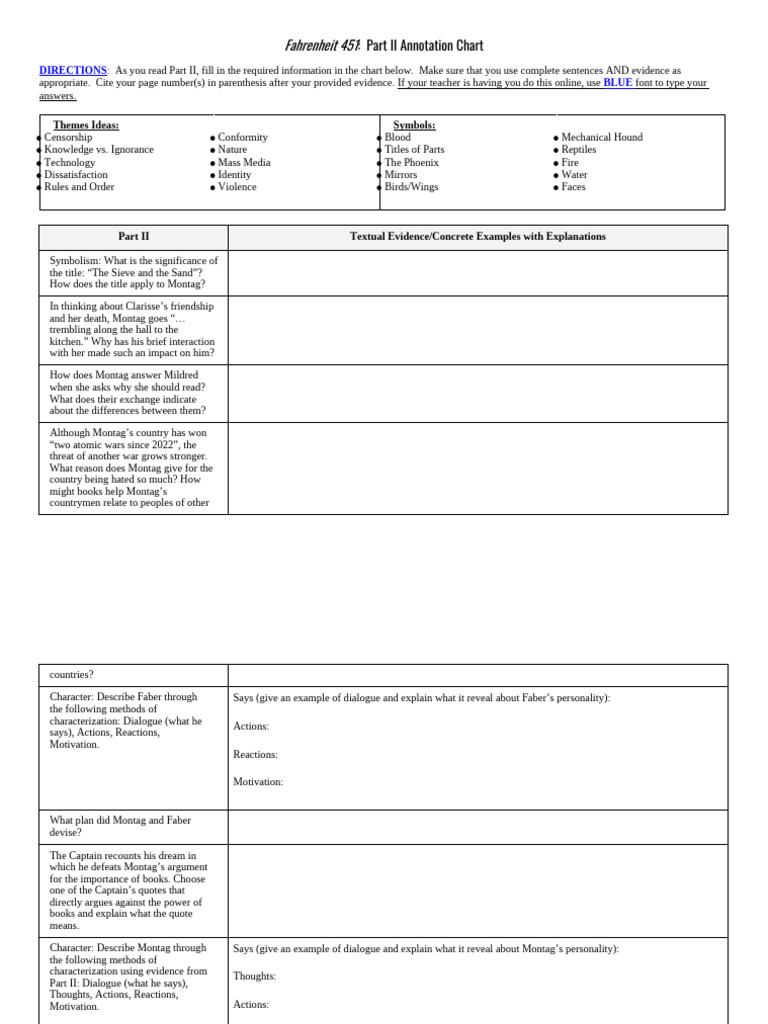 Fahrenheit 451 Part II Analysis Guide | PDF | Cognition
