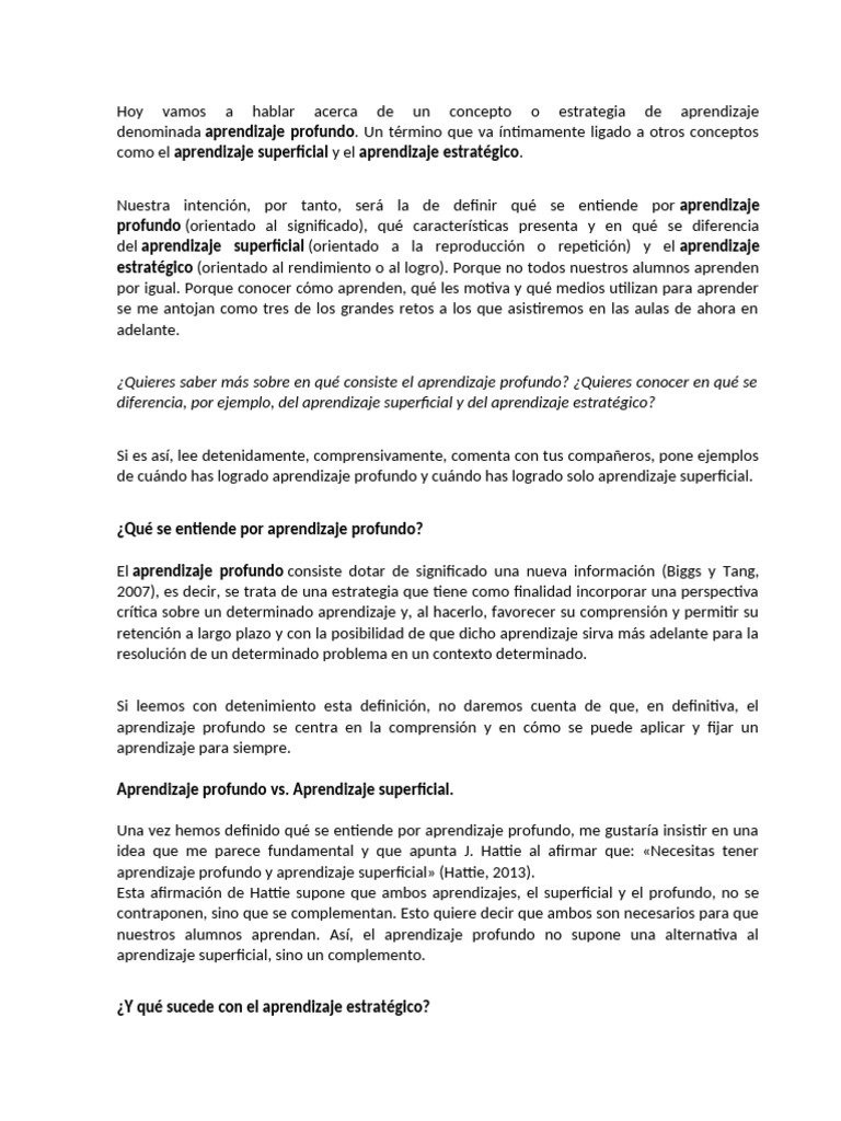 Aprendizaje Profundo | PDF | Aprendizaje | Pensamiento