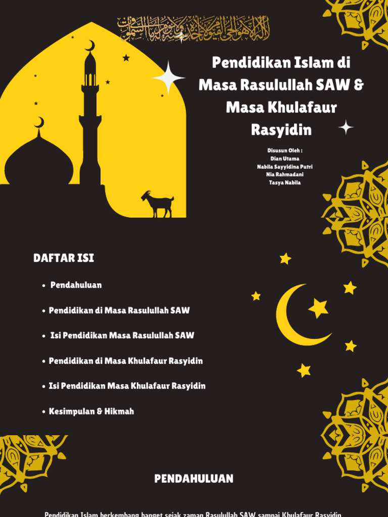 Pendidikan Islam Di Masa Rasulullah SAW & Masa Khulafaur Rasyidin | PDF