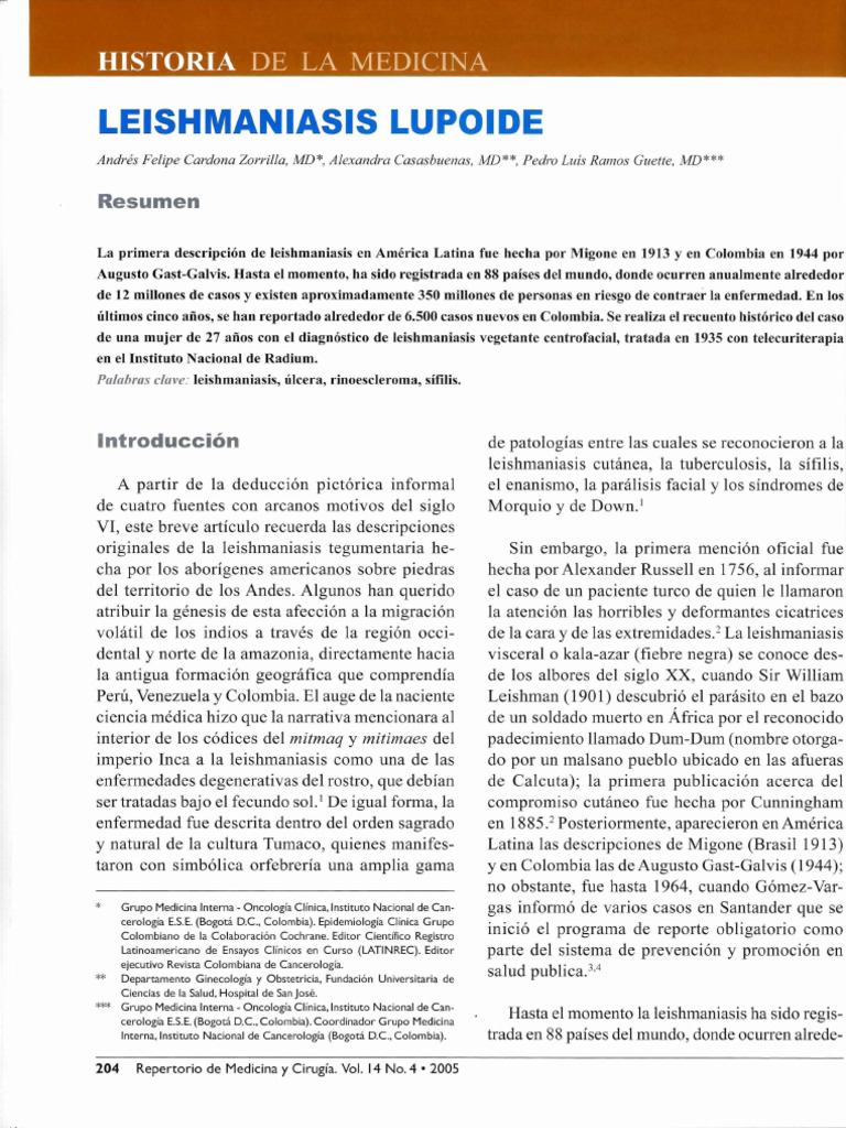 Leishmaniasis Lupoide | PDF | Colombia | Medicina