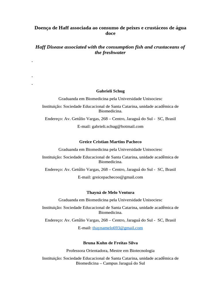 Artigo Síndrome de Haff | PDF