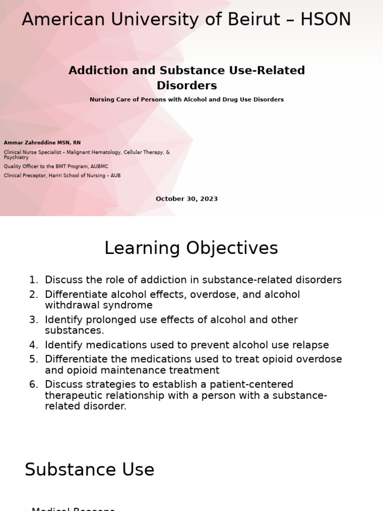 Nursing Care for Substance Use Disorders | PDF | Substance Dependence ...