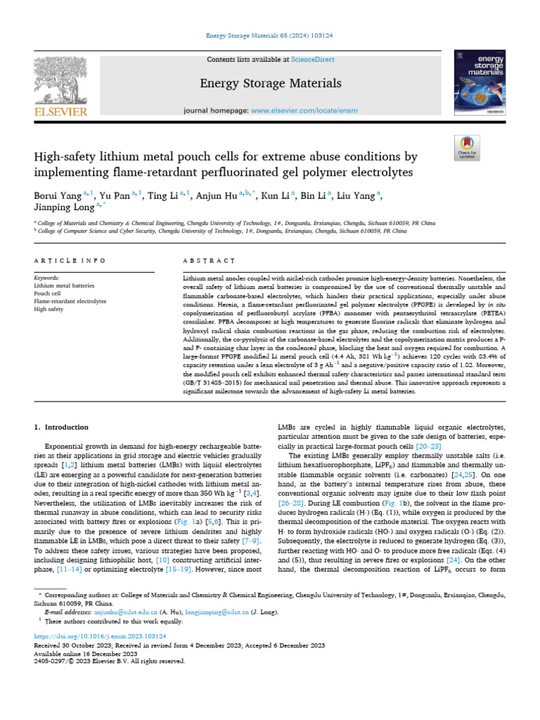 High-Safety Lithium Metal Pouch Cells For Extreme Abuse Conditions by ...
