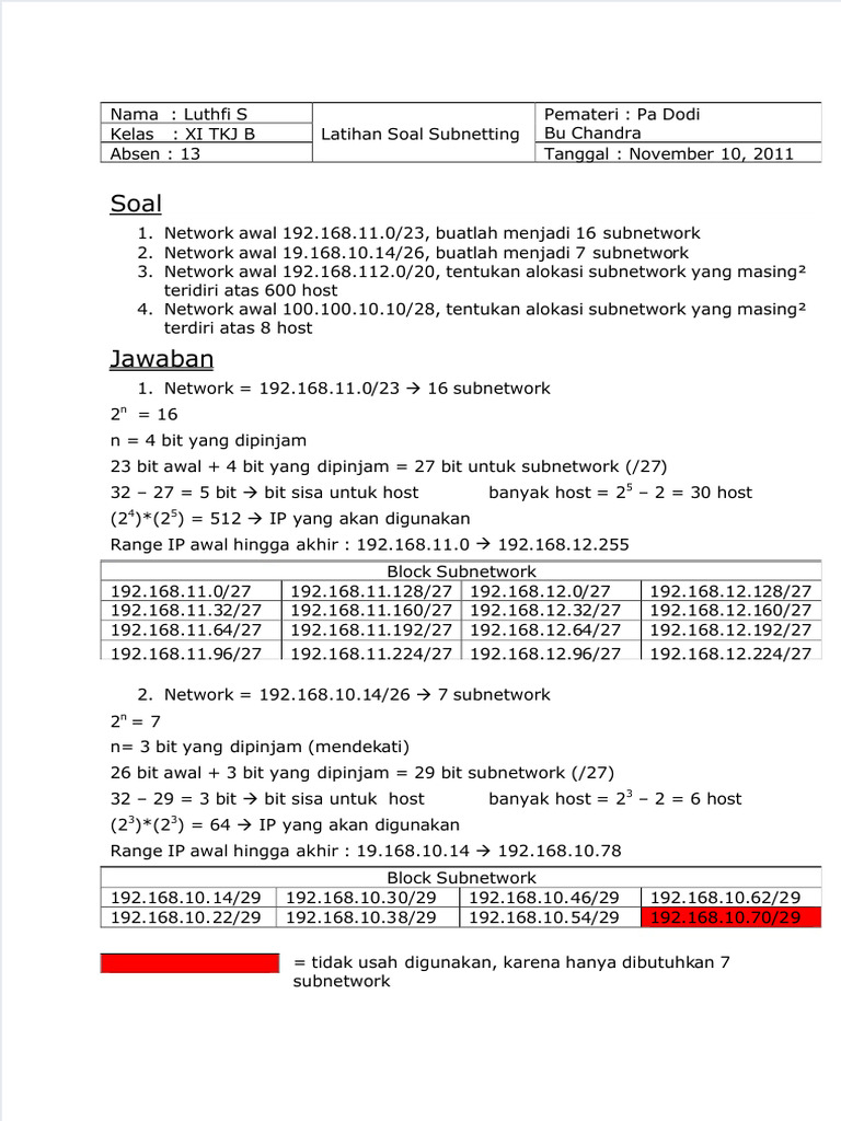 Dokumen - Tips Latihan Subnetting 55a0cd3945296 | PDF