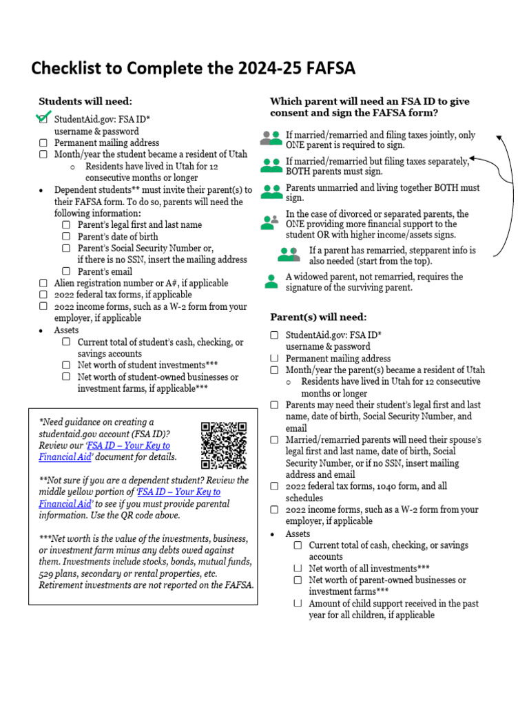 FAFSA Checklist 2024-25 | PDF | Investing | Social Security Number