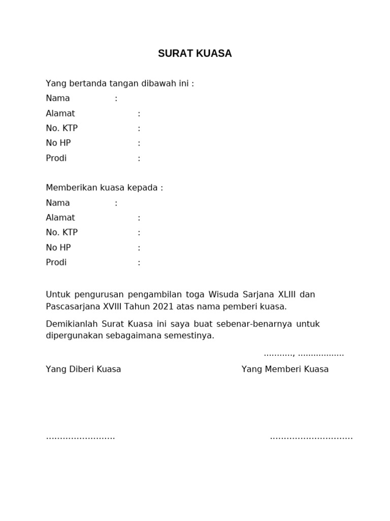 Contoh Surat Kuasa | PDF