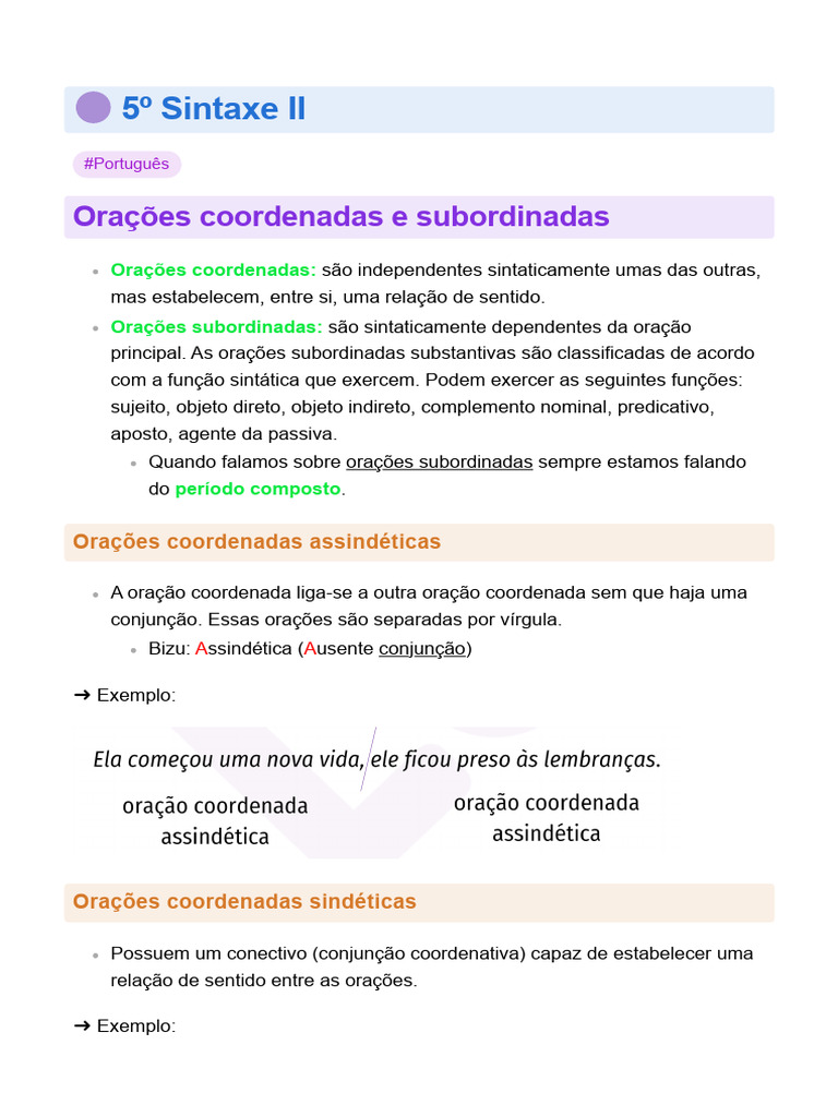 ? 5º Sintaxe II | PDF | Pronome | Assunto (gramática)