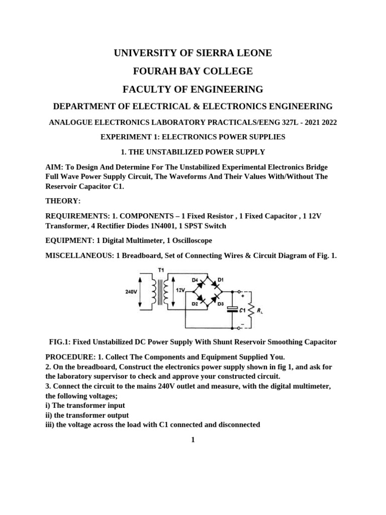 Eeng 317L Experiment 1.1 | PDF