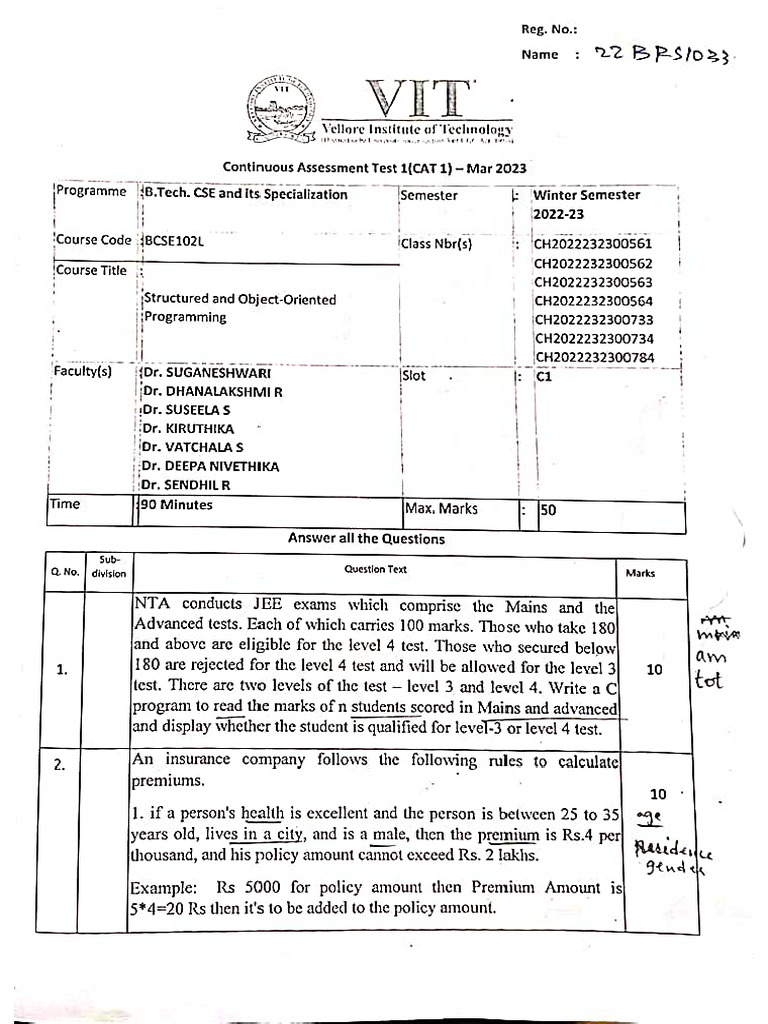 Cse Theory CAT 1 | PDF