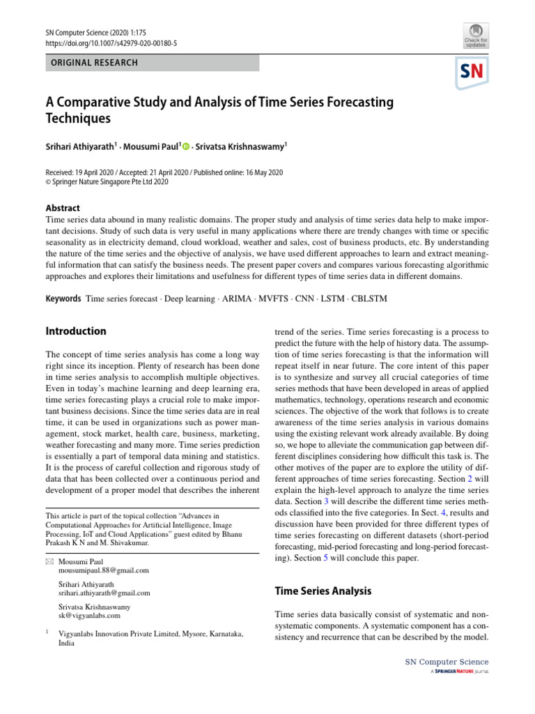 A Comparative Study and Analysis of Time | PDF | Autoregressive Integrated Moving Average | Time ...