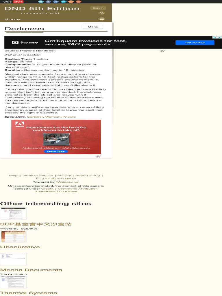 Darkness - DND 5th Edition | PDF