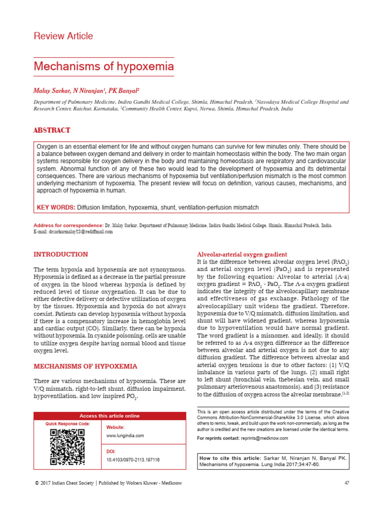 Understanding Hypoxemia Mechanisms | PDF | Physiology | Medical Specialties