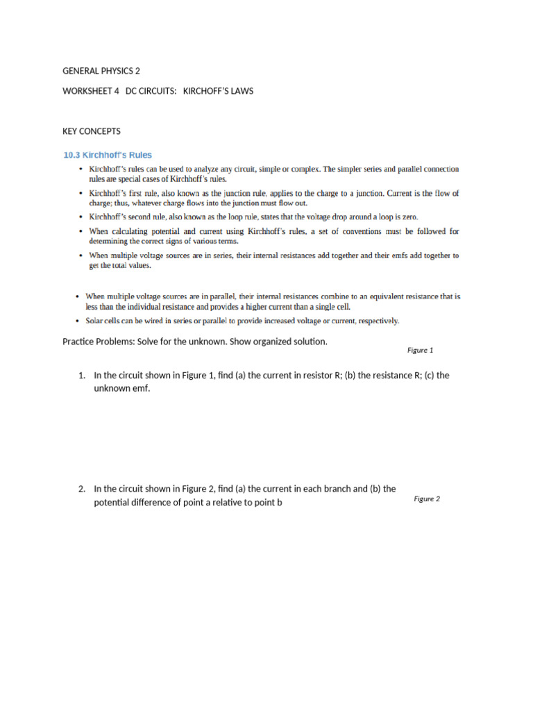 GP2 Worksheet 4 Kirchoffs Laws | PDF