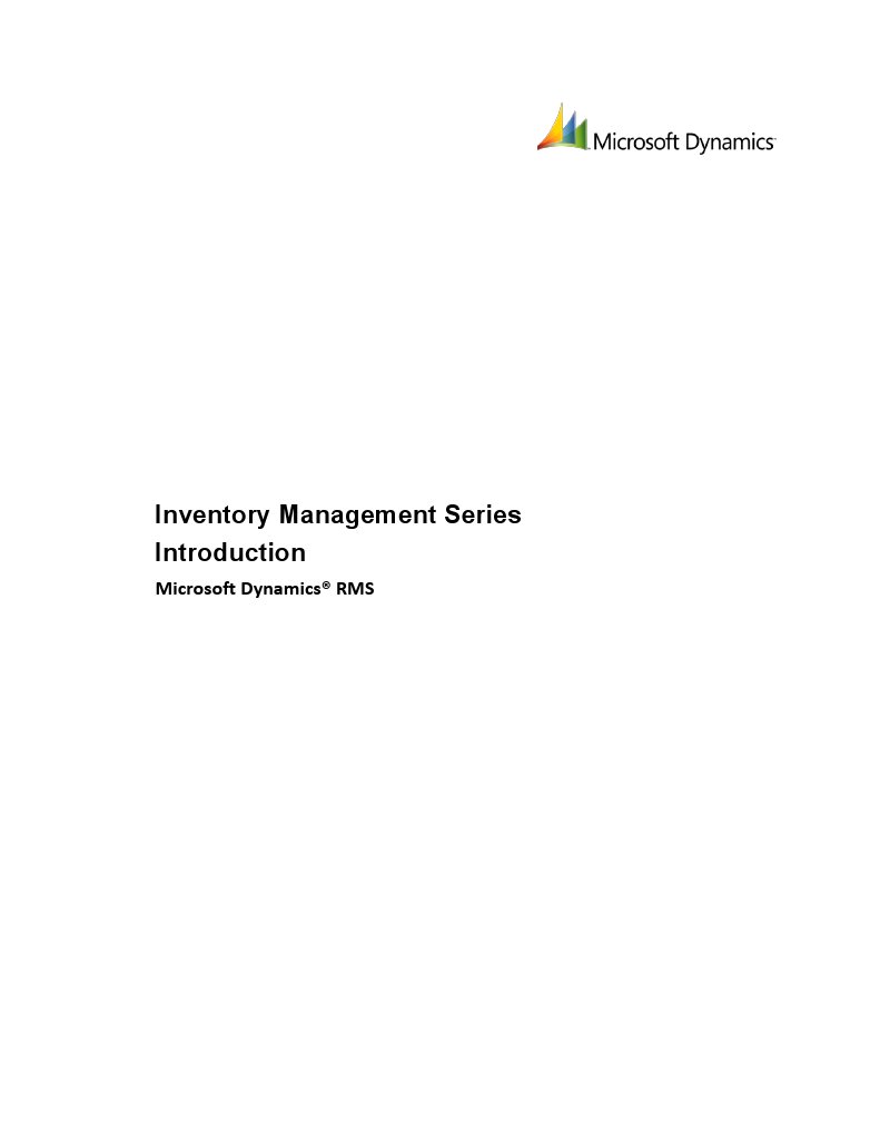 Inventory Management Series Introduction Pdf
