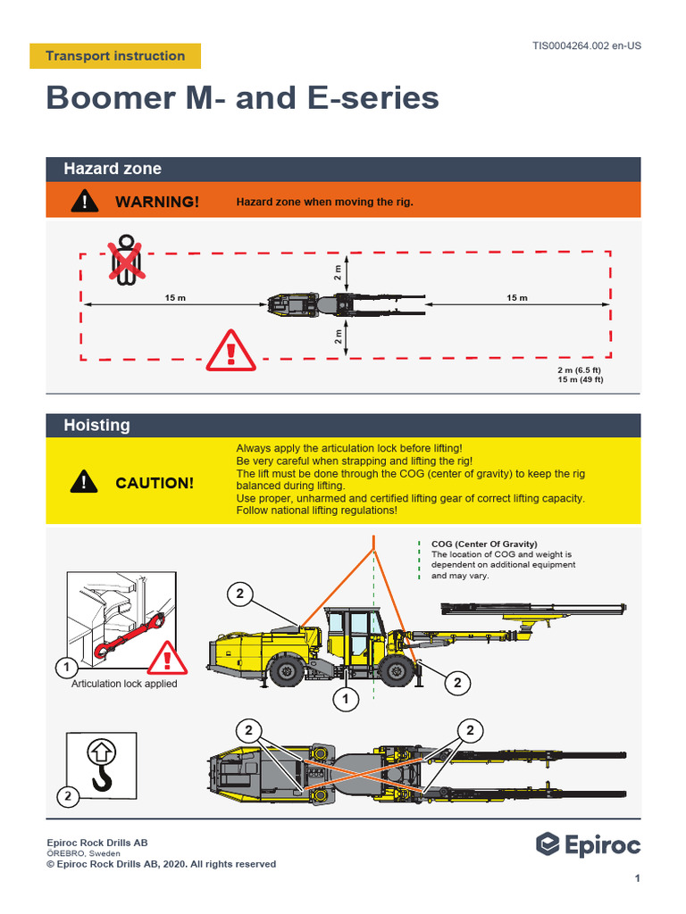 Epiroc Boomer Transport Instructions | PDF
