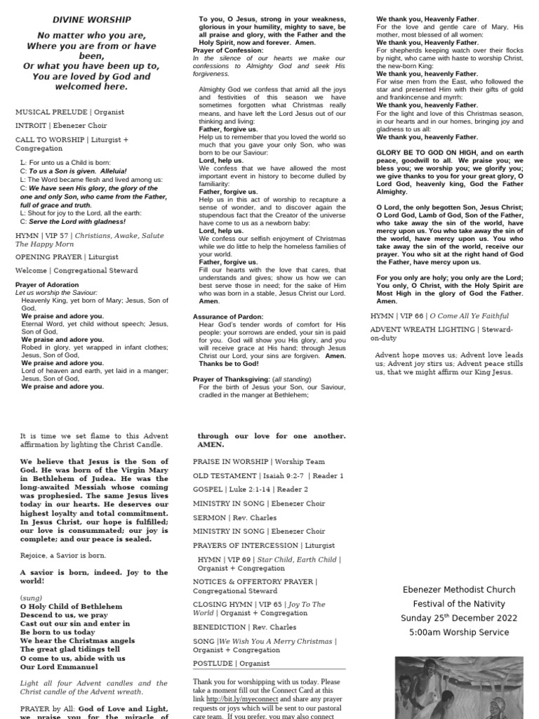 Sunday 25 December - Ebenezer | PDF | God The Father | Jesus