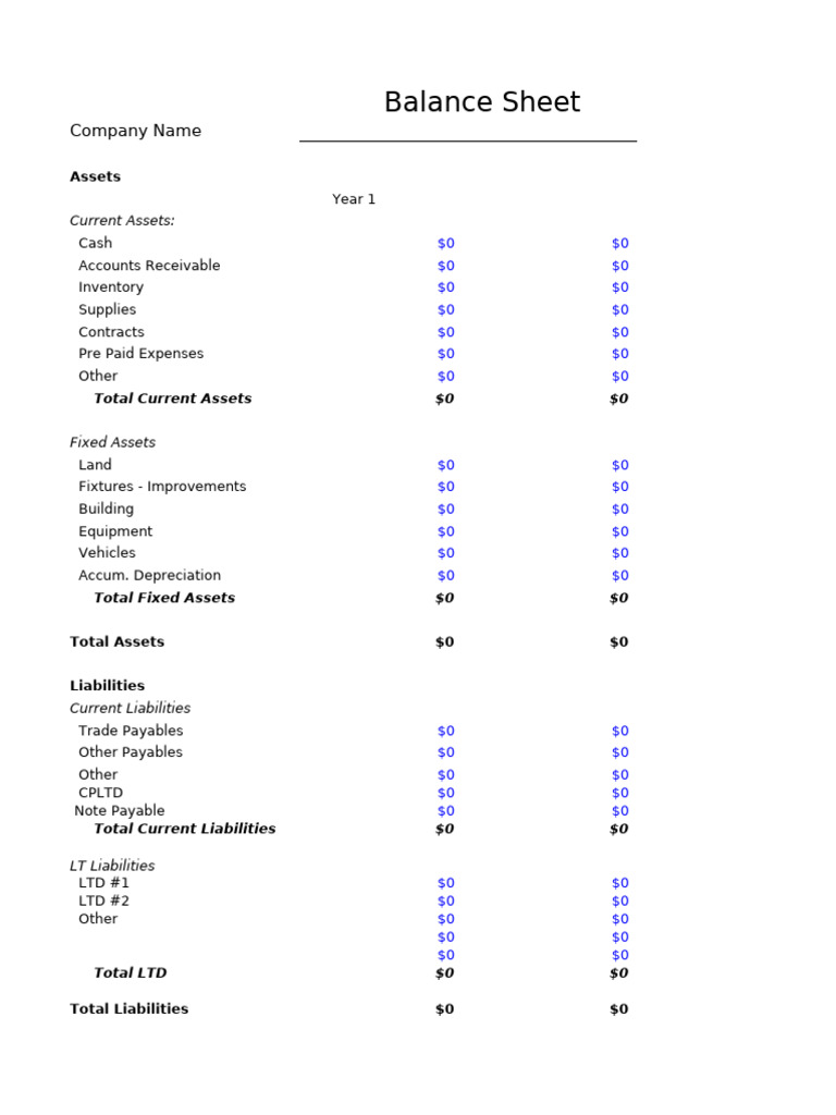 Company Balance Sheet Overview | PDF