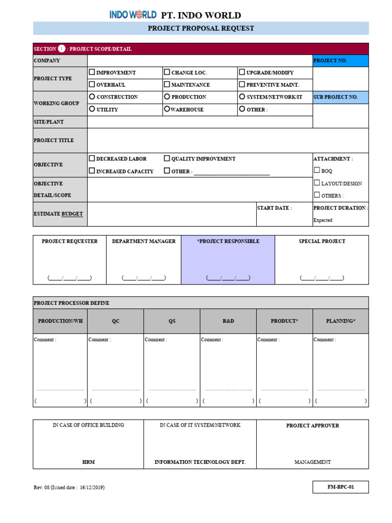 FM-BPC-01 Project Requisition Rev.08 | PDF