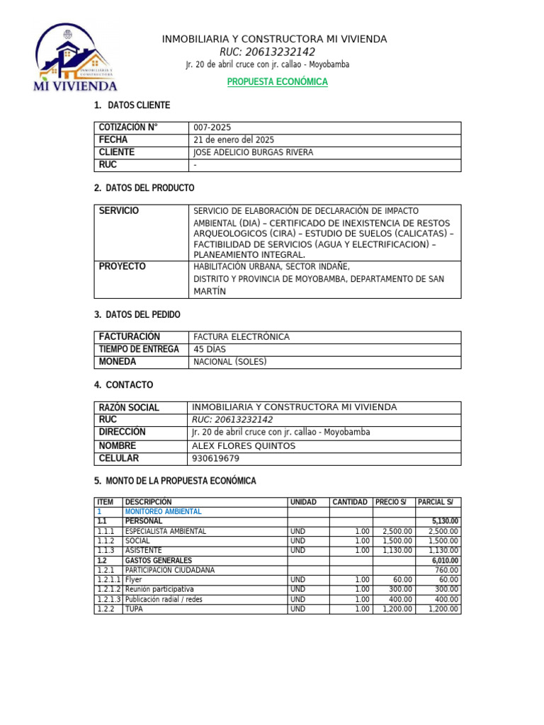 Cotización 004-2025 Lotizacion V1 | PDF
