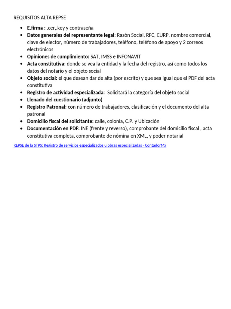 Requisitos para Alta en REPSE | PDF