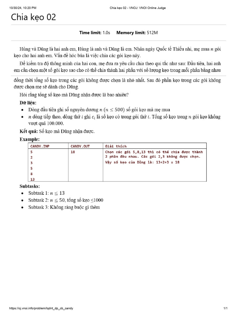 Chia kẹo 02 - VNOJ_ VNOI Online Judge | PDF
