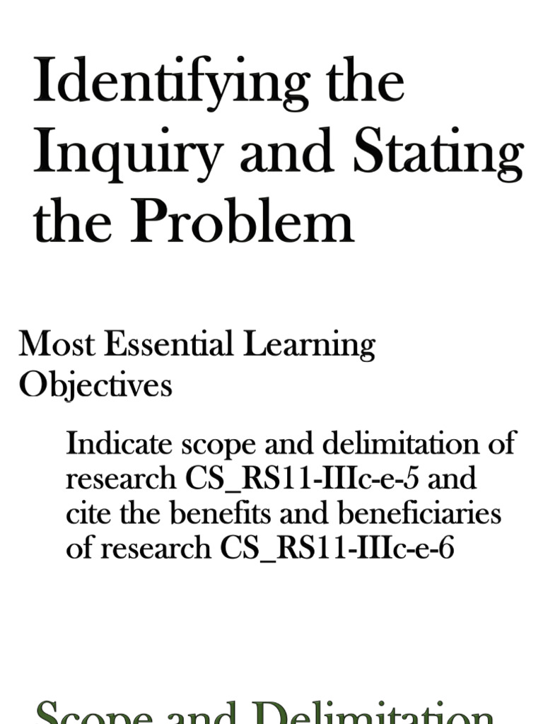 7 LESSON Scope and Delimitation | PDF | Survey Methodology | Methodology