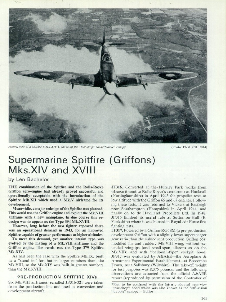 Profile 246 The Supermarine Spitfire Mks XIV & XVIII | PDF