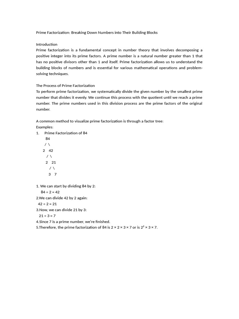 Prime Factorization of 84 and 75 | PDF