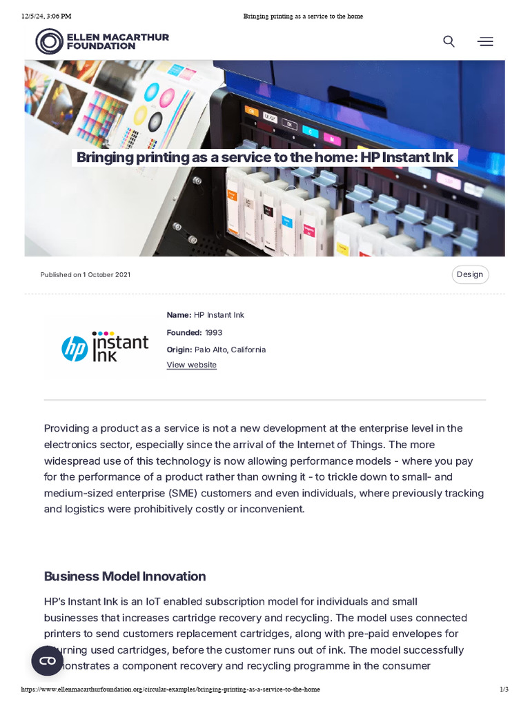 HP Instant Ink Circular Bringing Printing As A Service To The Home ...