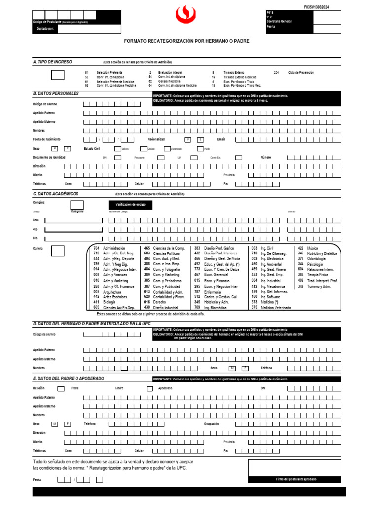 F035 202501 PROCEDIMIENTO DE RECAT POR HERMANO - Completo v10052024 | PDF | Documento de ...
