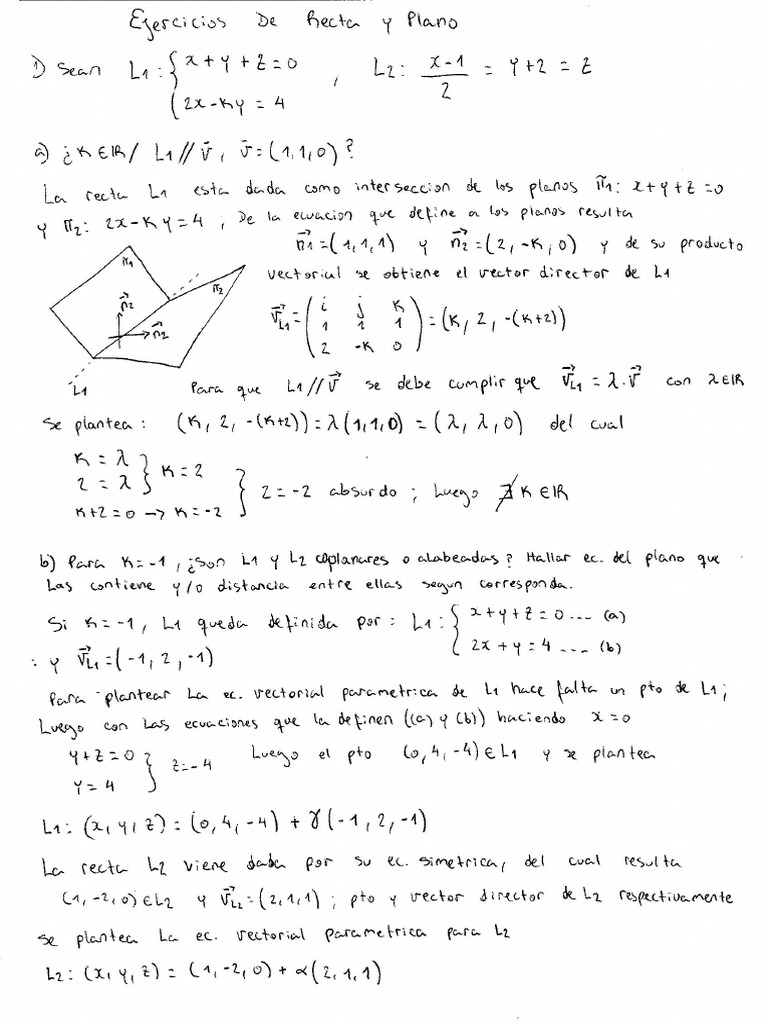 Resueltos AGA Complementarios Rectas y Planos | PDF
