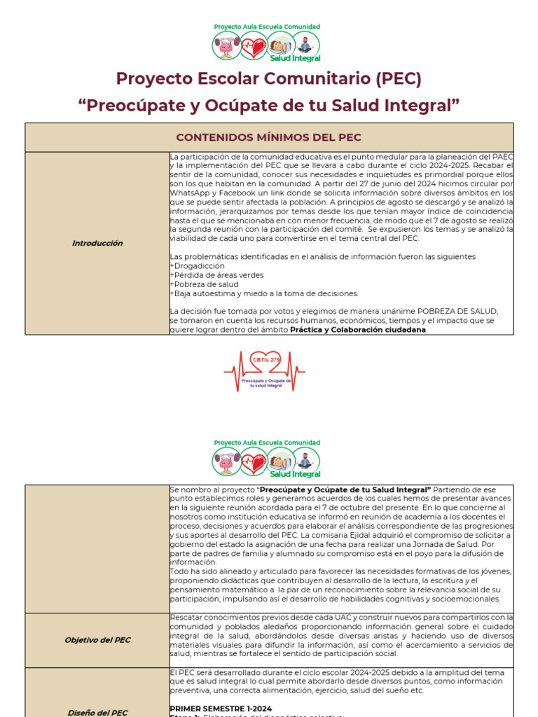 Diseño Del PEC_CBTis279 | PDF | Salón de clases | Maestros
