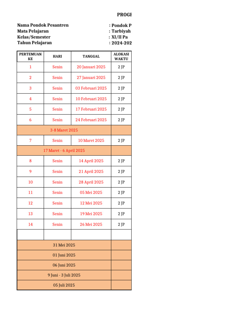 Tarbiyah 5Pa Prosem Genap | PDF