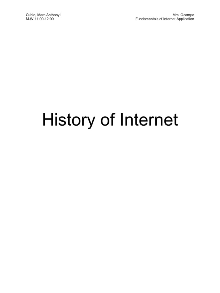History of Internet | PDF | Internet | Web Browser