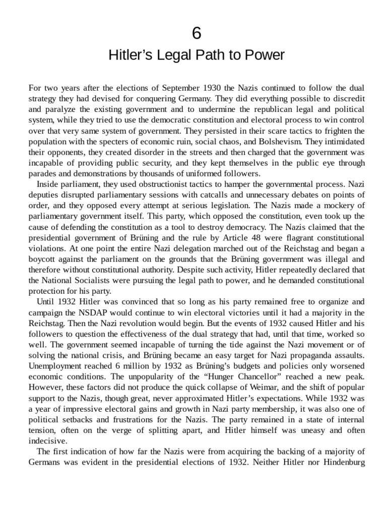A Concise History of Nazi Germany - (Chapter 6 Hitler's Legal Path To ...
