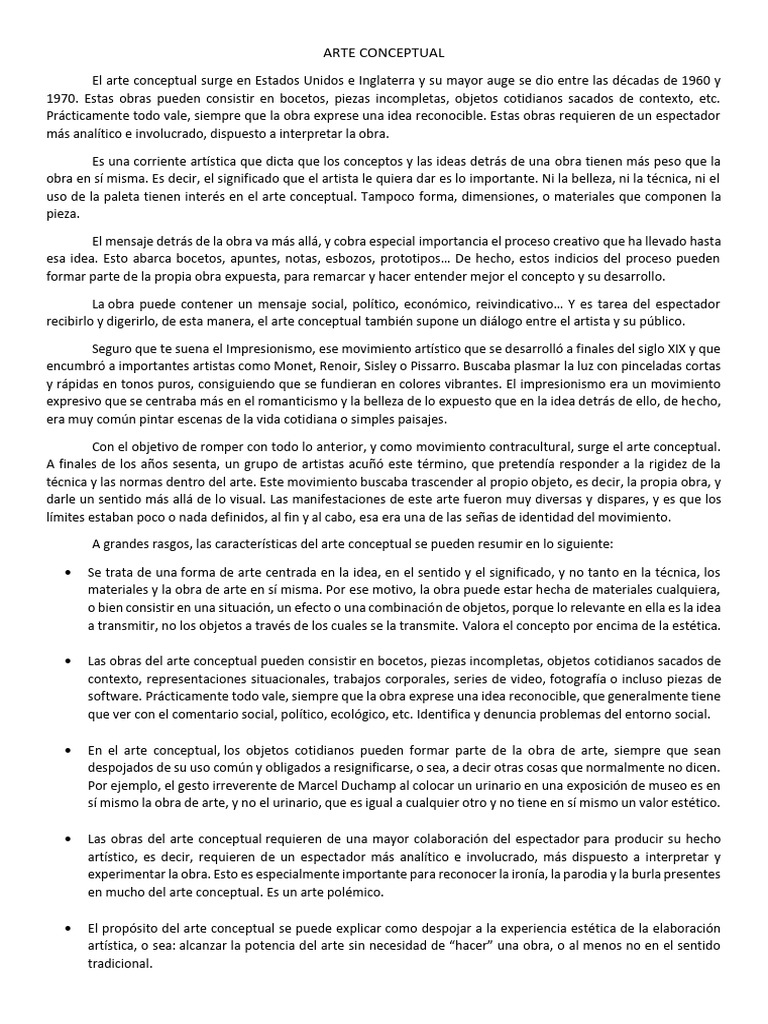 Arte Conceptual | PDF | Estética | Impresionismo