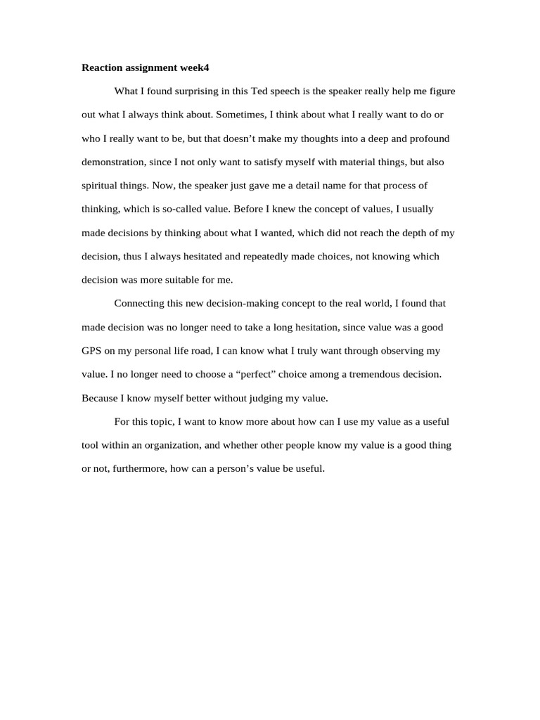 Reaction Assignment Week4 | PDF