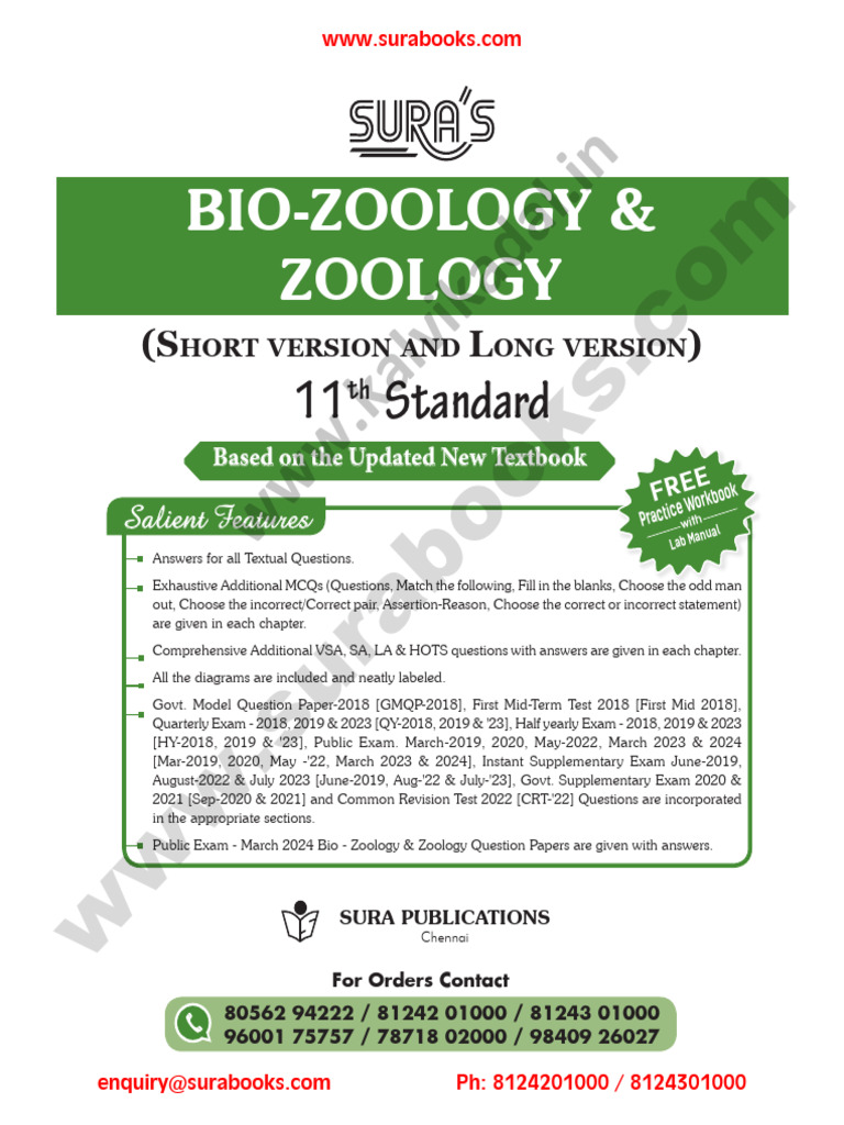 11th Std Bio-Zoology-Zoology EM Guide Sample PDF 2024-25 | PDF | Taxonomy (Biology) | Biology