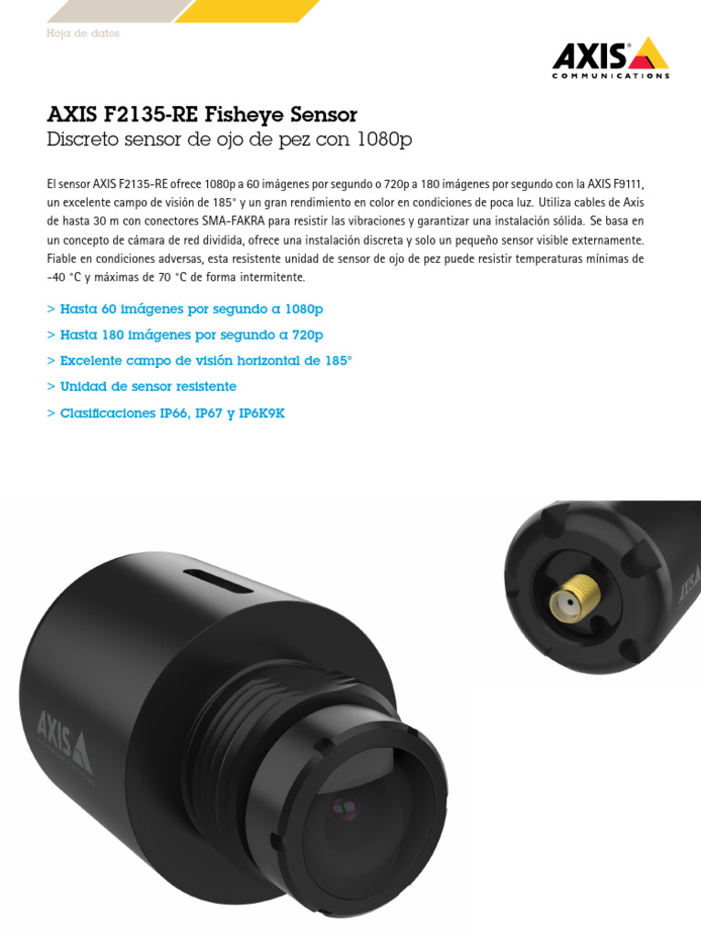 Datasheet Axis f2135 Re Fisheye Sensor Es ES 394630 | PDF