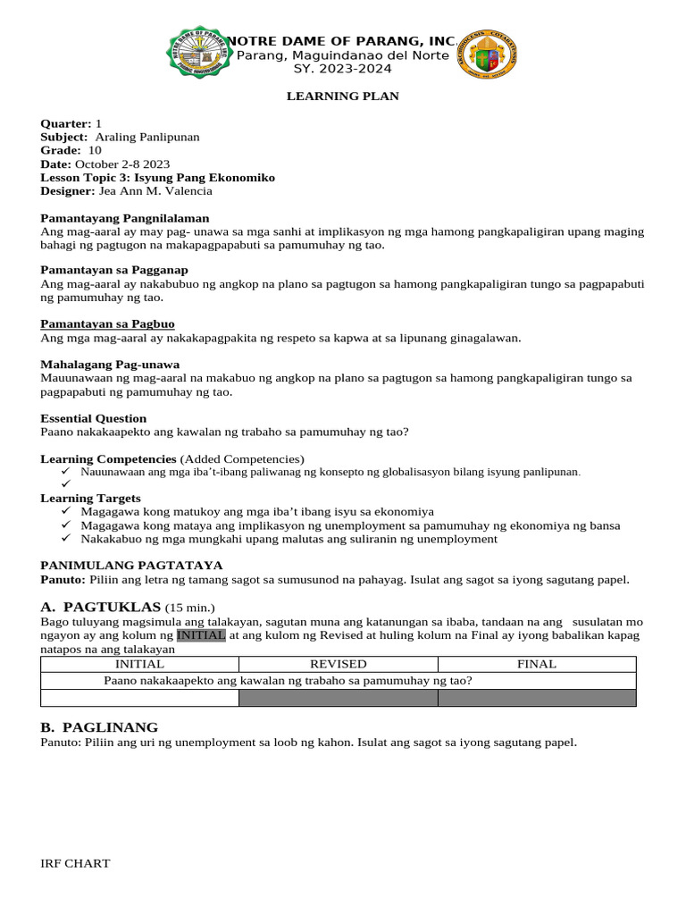1st AP LESSON 3 (Isyung Pang Ekonomiko) | PDF