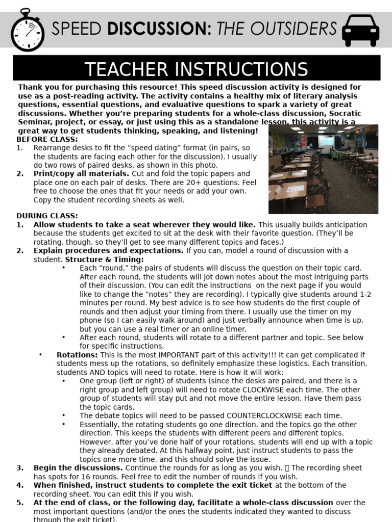 Speed Discussion Activity for Students | PDF
