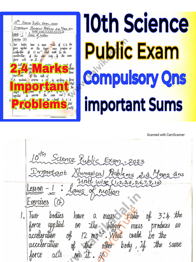 10th Science Public Important Problems Questions EM | PDF