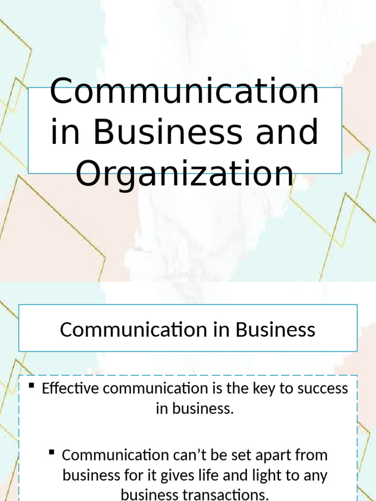 2 Communication in Business and Organization | PDF | Communication | Goal