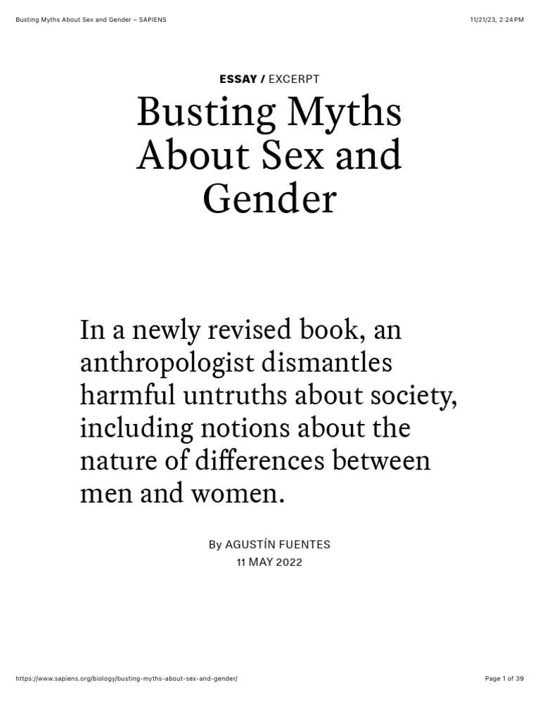 Busting Myths About Sex and Gender - SAPIENS | PDF | Gender | Gender ...