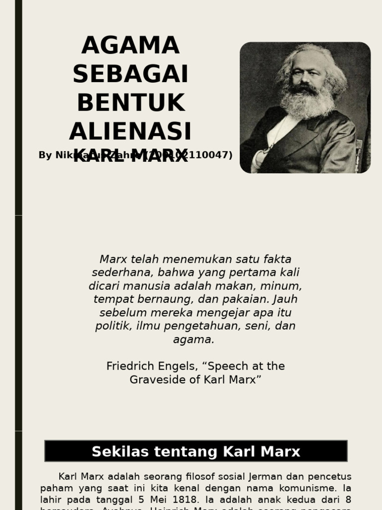 Teori Sosiologi Agama Karl Marx "Agama Sebagai Bentuk Alienasi" | PDF